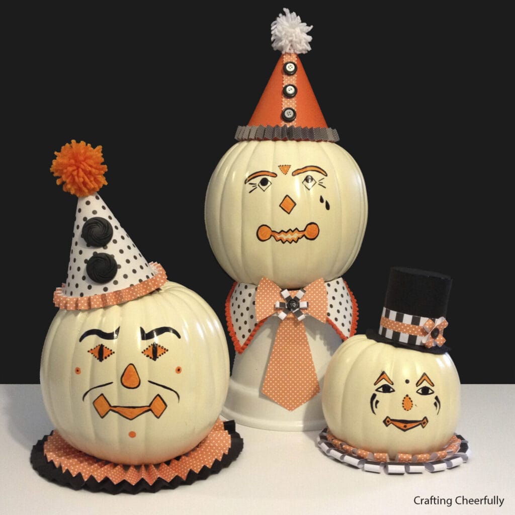 DIY Vintage Clown Pumpkins - Crafting Cheerfully