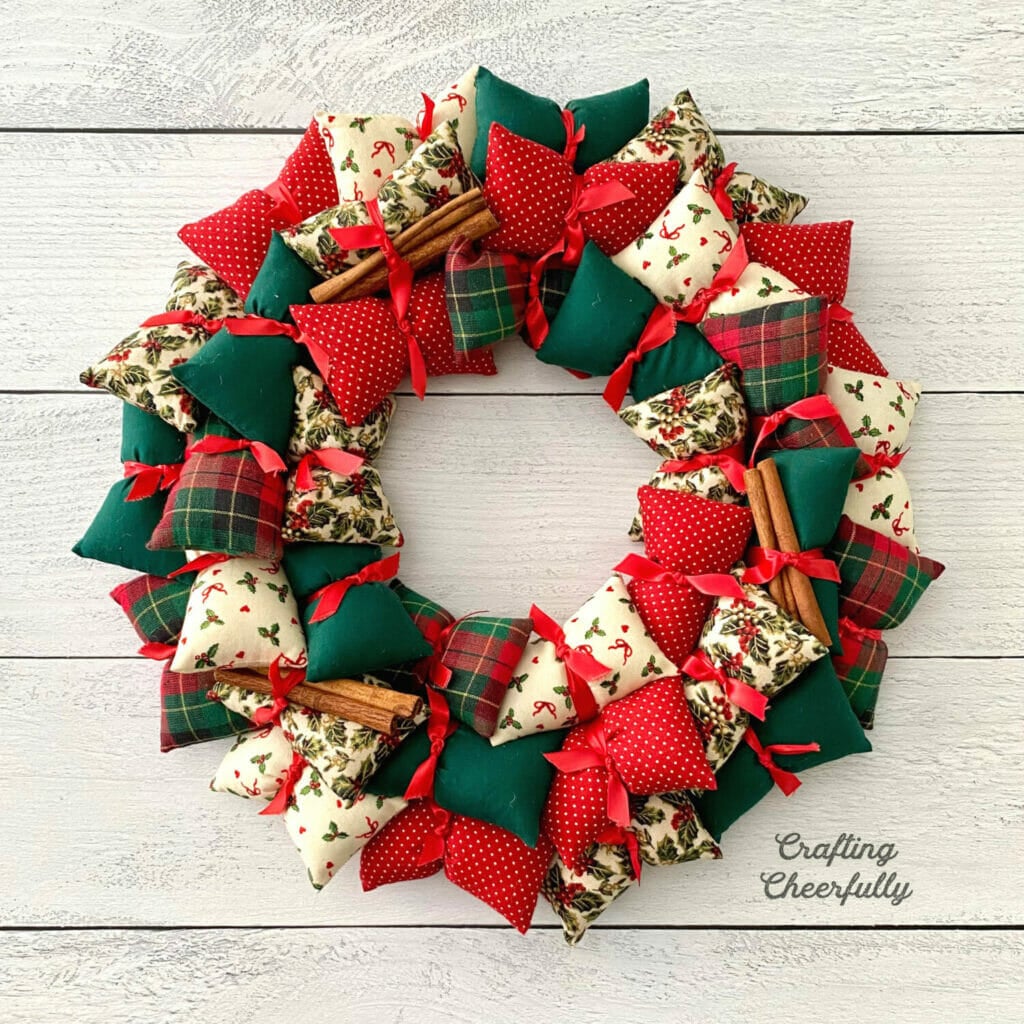 Holiday Pillow Wreath - Crafting Cheerfully