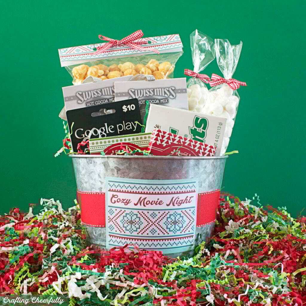 Cozy Movie Night Gift Bucket - Crafting Cheerfully