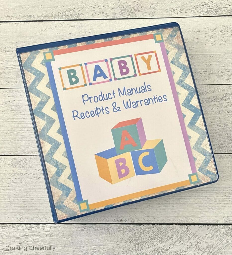 Binder for Organizing Baby Product Manuals - Crafting Cheerfully
