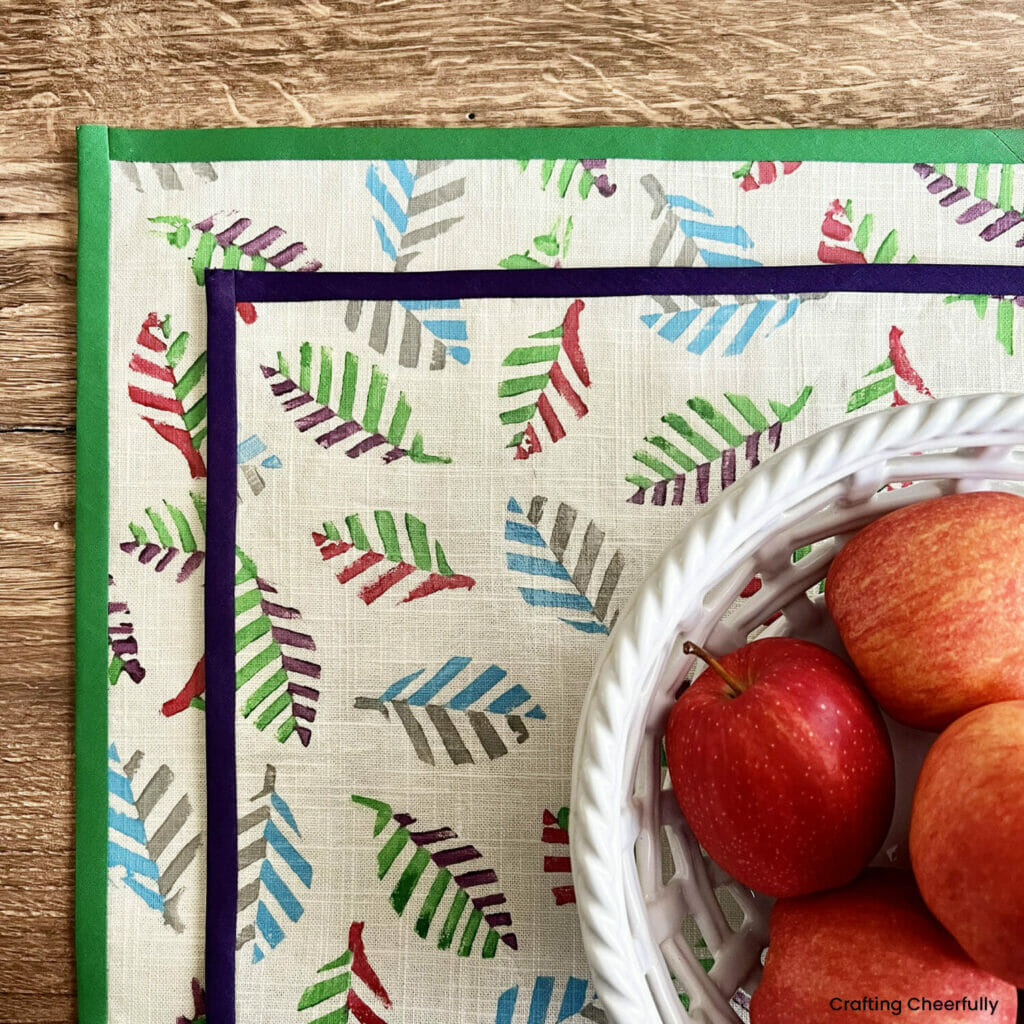 DIY Autumn Placemats using Homemade Potato Stamps - Crafting Cheerfully