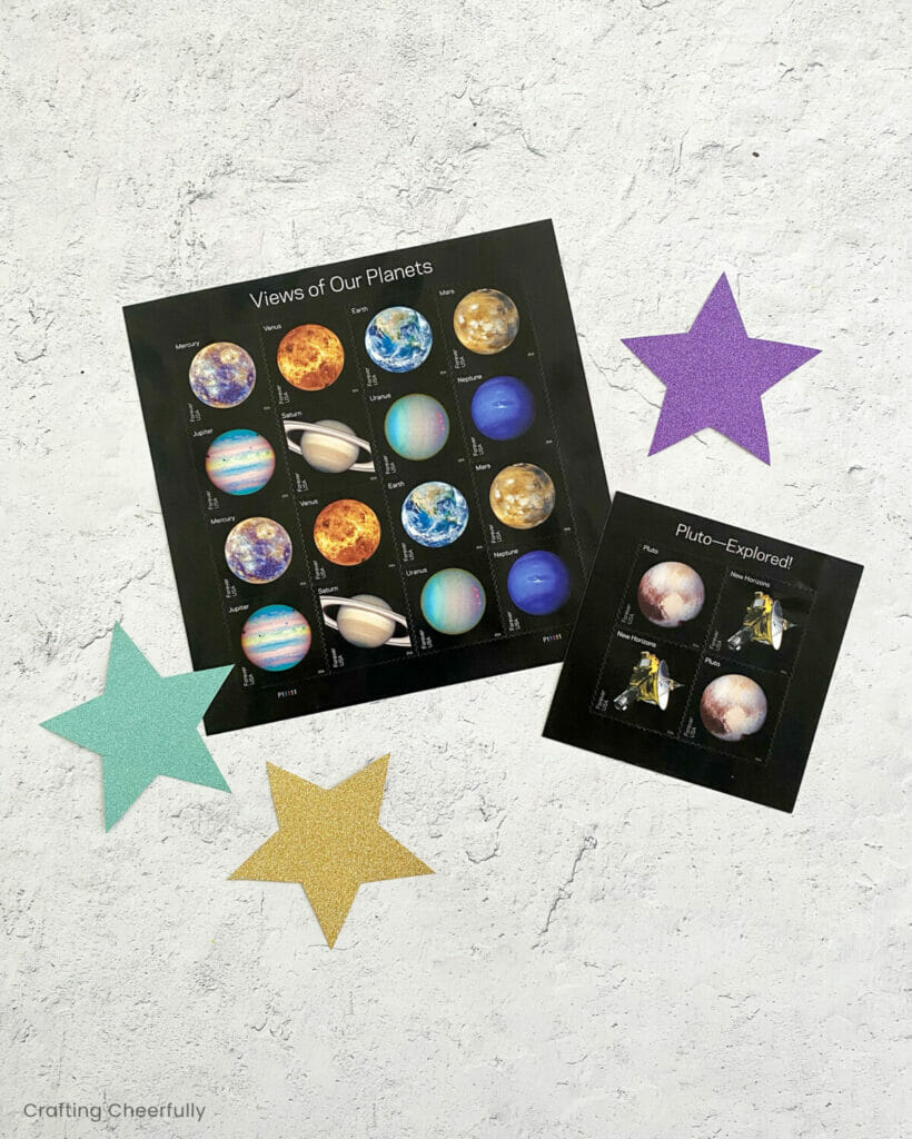 DIY Postage Stamp Wall Art - Crafting Cheerfully