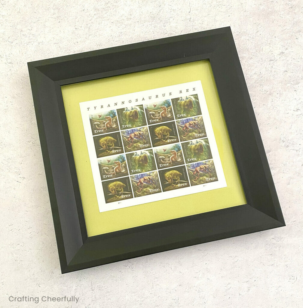 DIY Postage Stamp Wall Art - Crafting Cheerfully