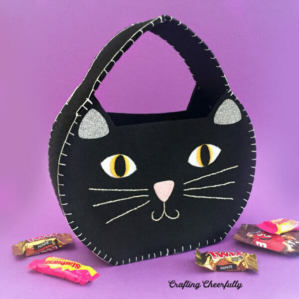 DIY Halloween Black Cat Treat Bag - Crafting Cheerfully