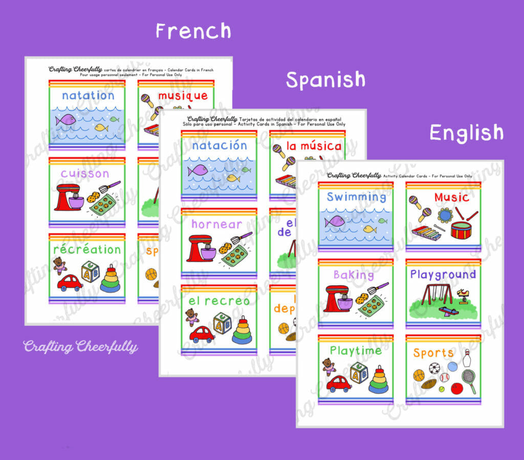 Children's Calendar Daily Activity Cards - Crafting Cheerfully