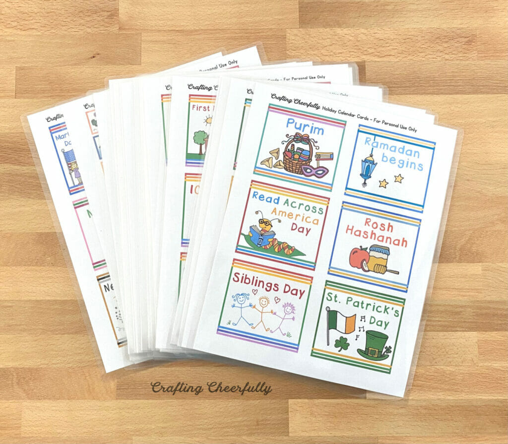 Holiday Calendar Cards for Children's Calendar - Crafting Cheerfully
