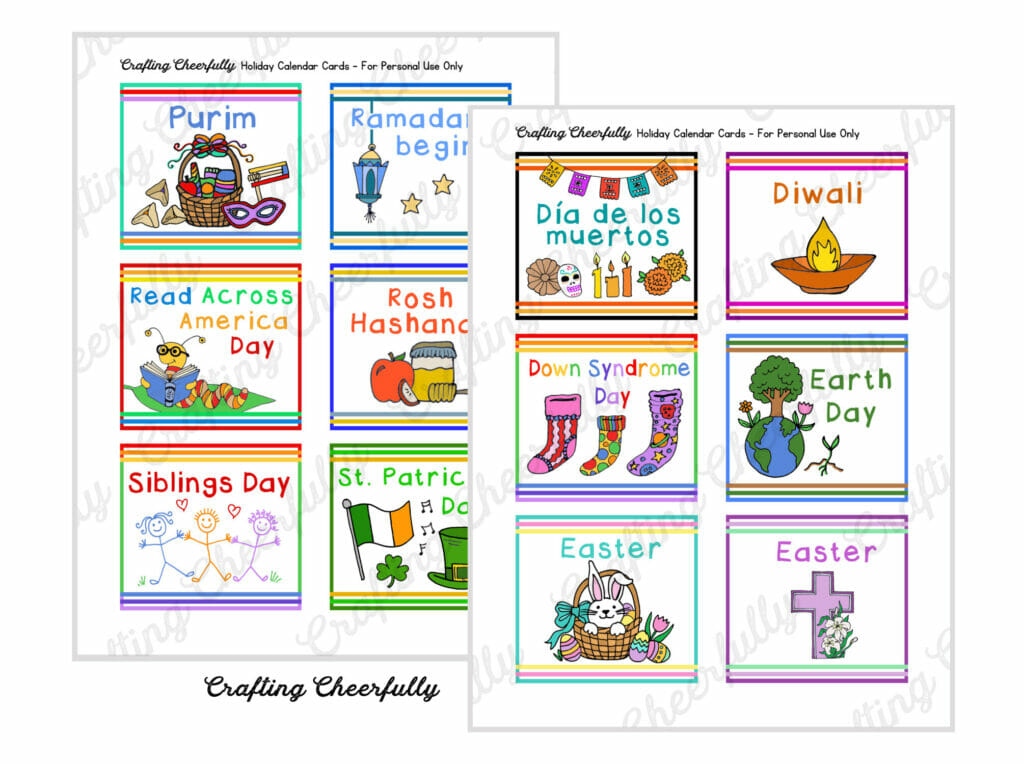 Holiday Calendar Cards for Children's Calendar - Crafting Cheerfully