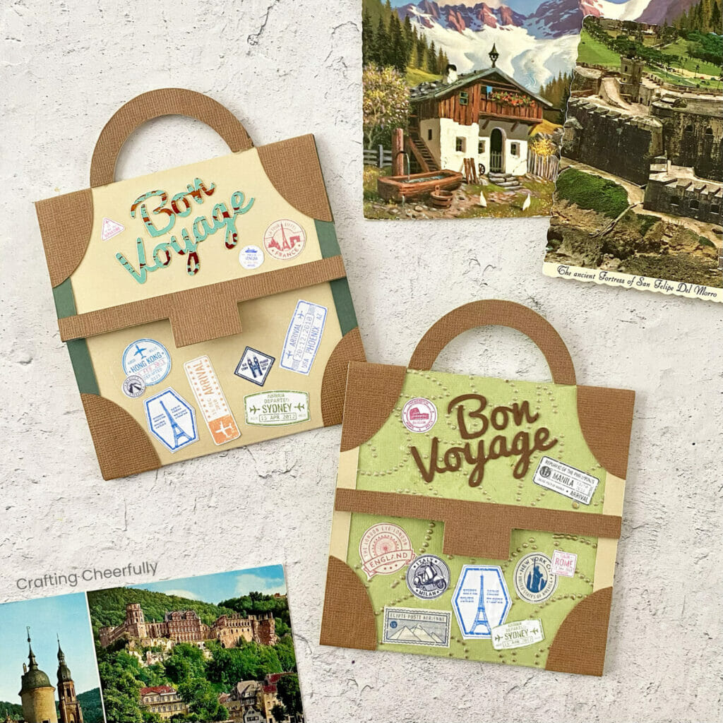 Bon Voyage Suitcase Card - Crafting Cheerfully