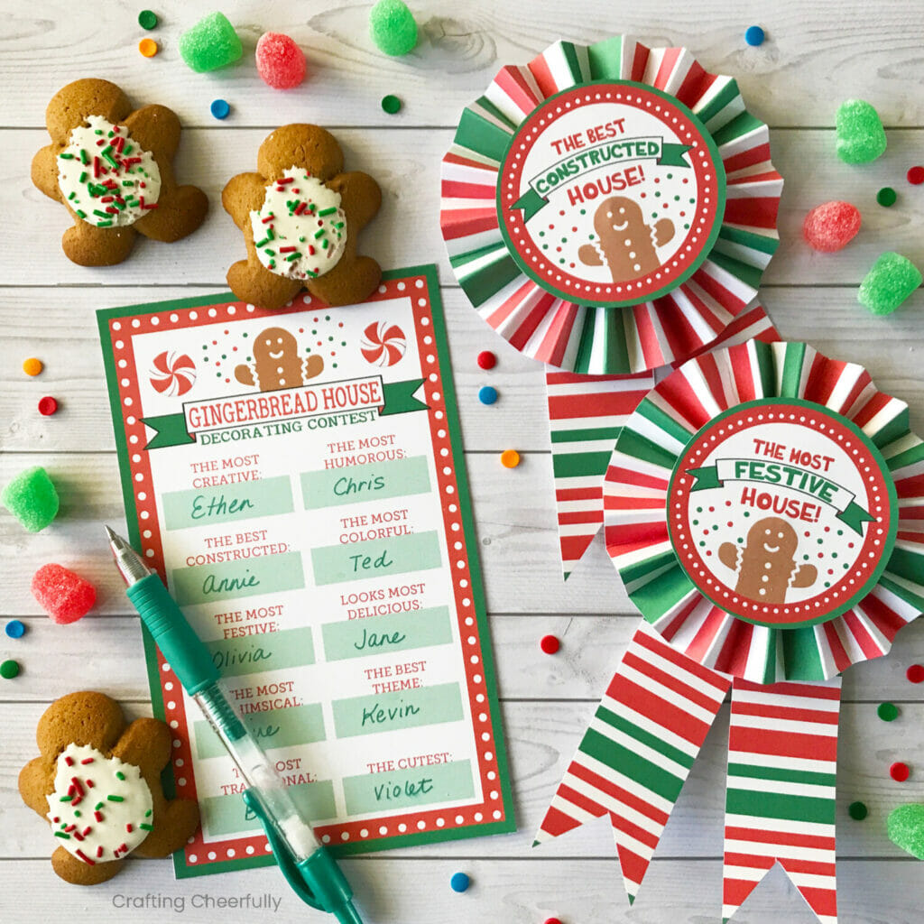 Gingerbread House Award Ribbons - Free Printables - Crafting Cheerfully