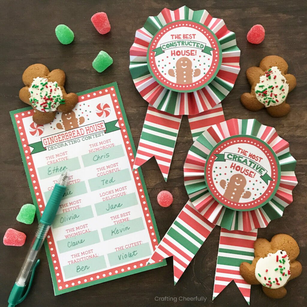 Gingerbread House Award Ribbons - Free Printables - Crafting Cheerfully