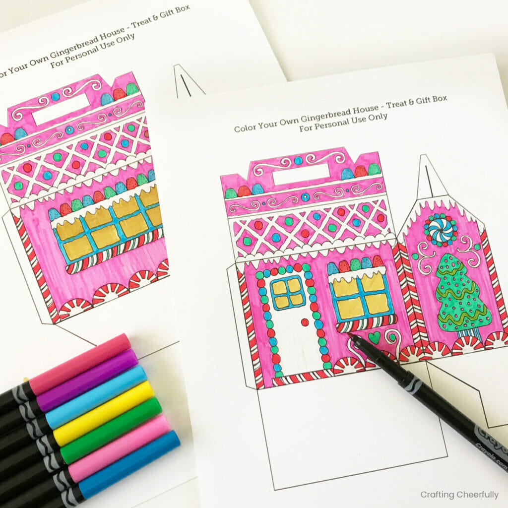 Color-Your-Own Gingerbread House Treat Box - Crafting Cheerfully