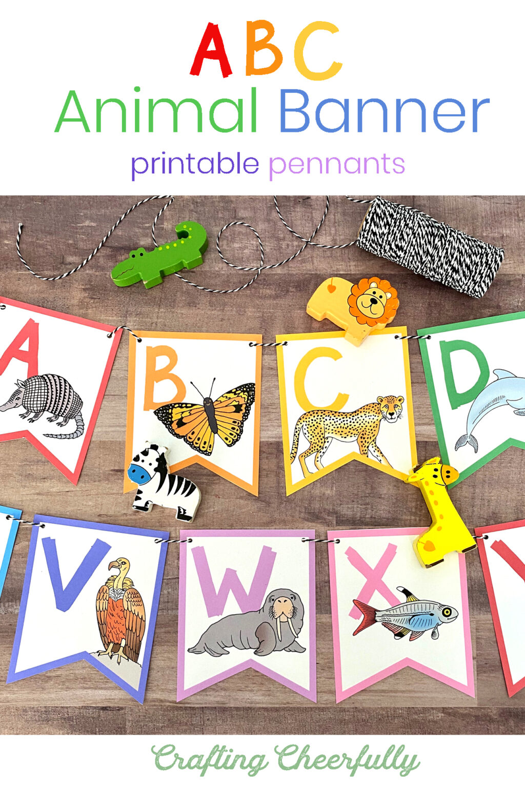 DIY ABC Animal Banner - Printable Pennants by Crafting Cheerfully