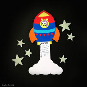 DIY Rocket Ship Space Card and Party Invitation - Crafting Cheerfully