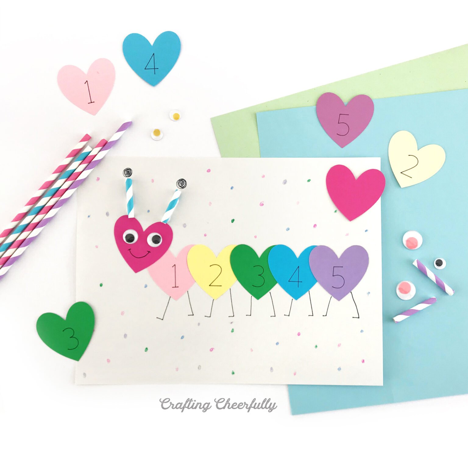 Valentine's Day Heart Caterpillar Preschool Craft - Crafting Cheerfully