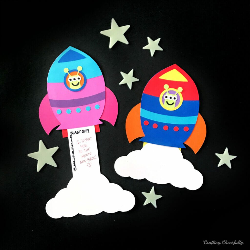 DIY Rocket Ship Space Card and Party Invitation - Crafting Cheerfully