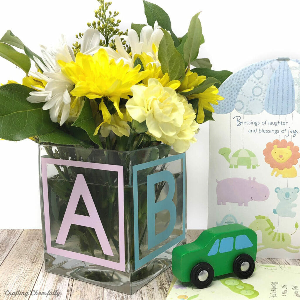ABC Baby Block Vase with Free SVG Cut File - Crafting Cheerfully