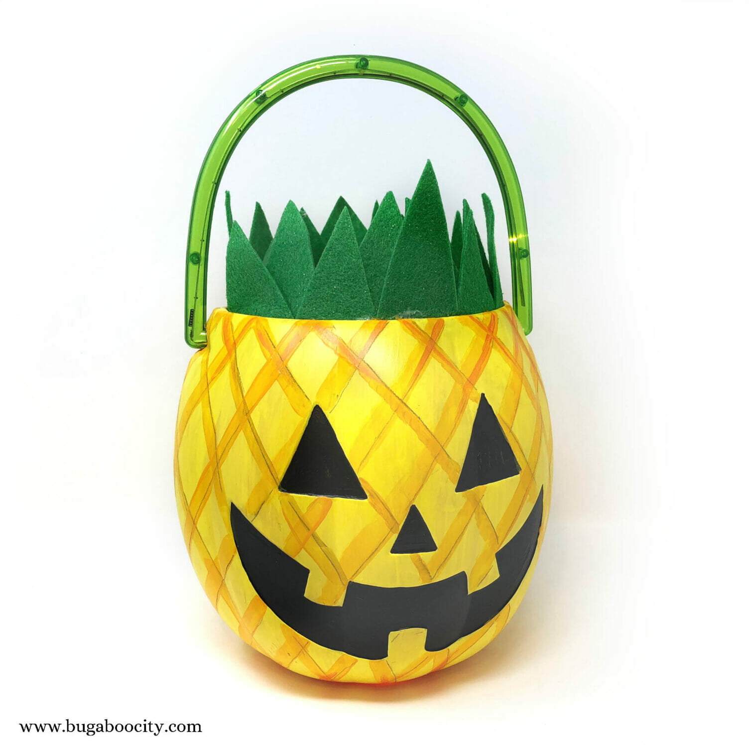 DIY Pineapple Jack-o'-Lantern Treat Bucket - Crafting Cheerfully