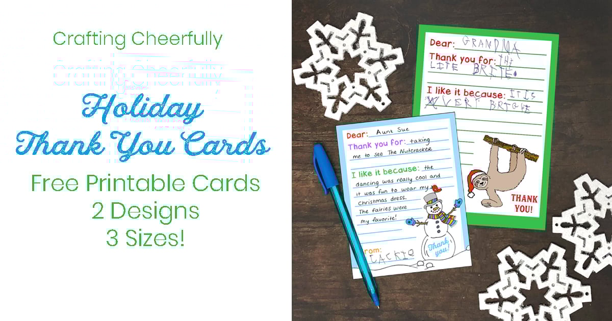 Free Printable Holiday Thank You Cards for Kids - Crafting Cheerfully