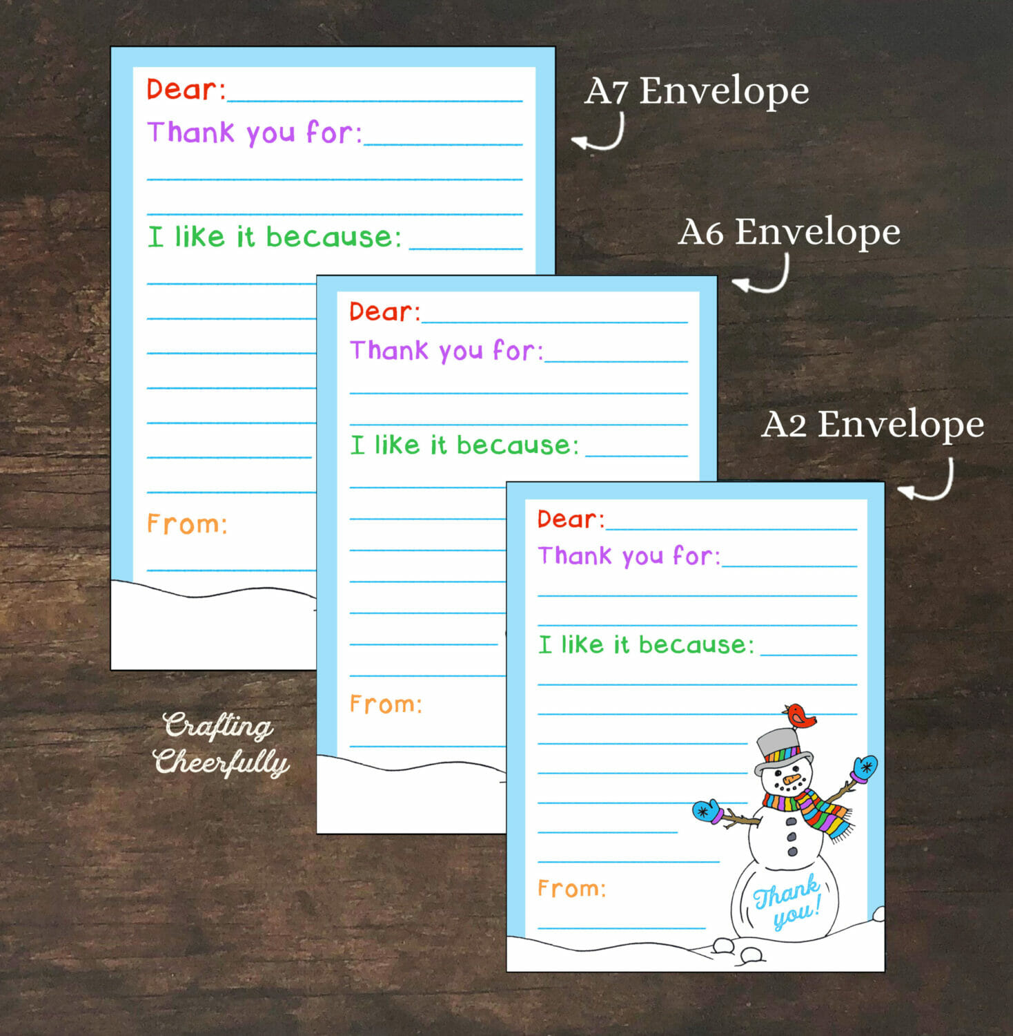 Free Printable Holiday Thank You Cards for Kids - Crafting Cheerfully