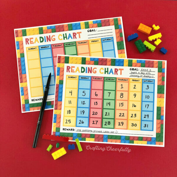 Free Printable LEGO-Themed Reading Chart - Crafting Cheerfully