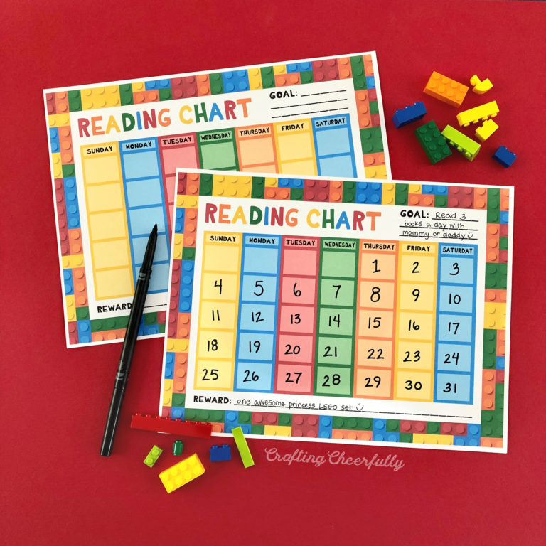 Free Printable LEGO-Themed Reading Chart - Crafting Cheerfully