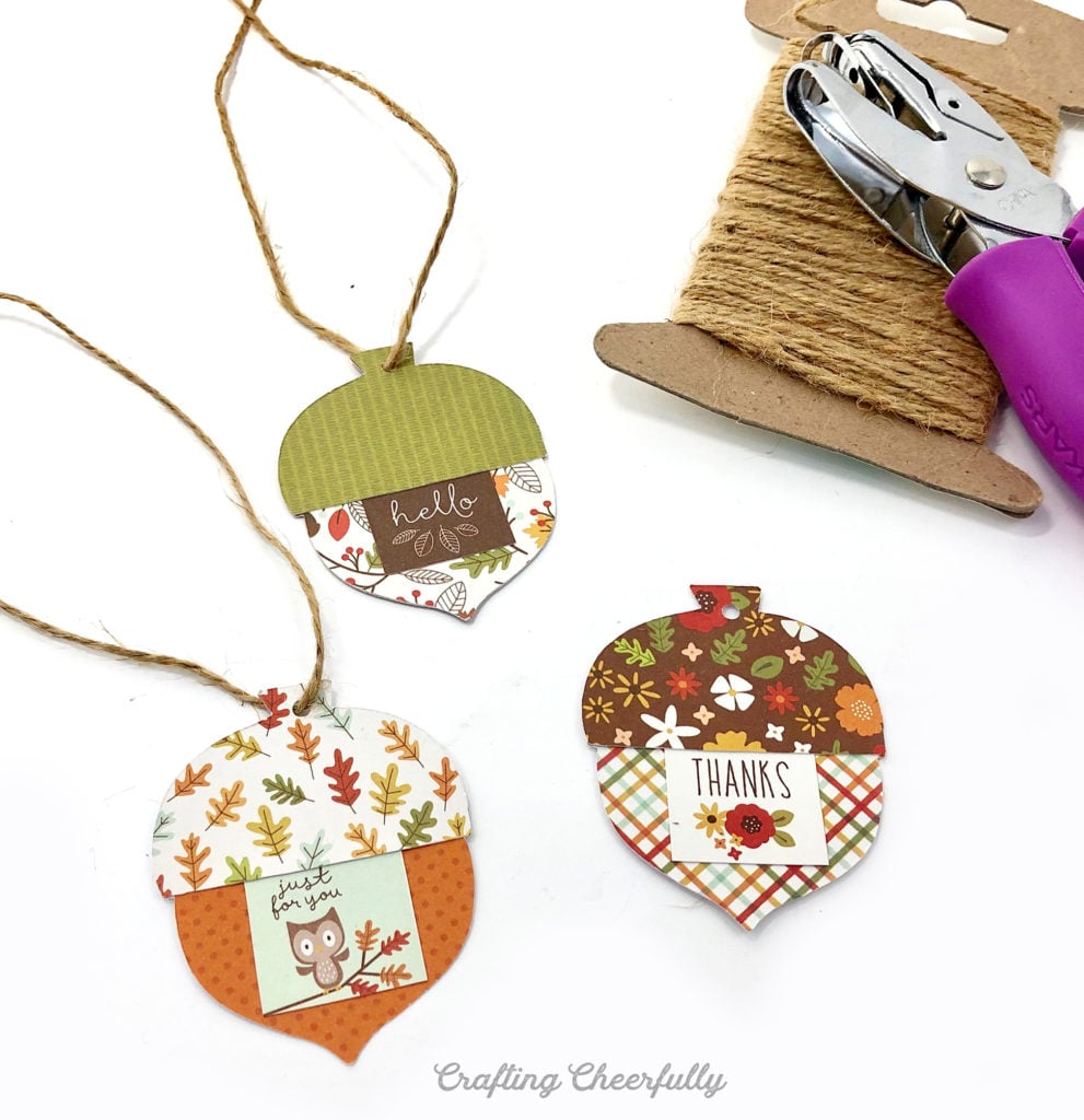 DIY Autumn Acorn Gift Tags - Free Templates - Crafting Cheerfully