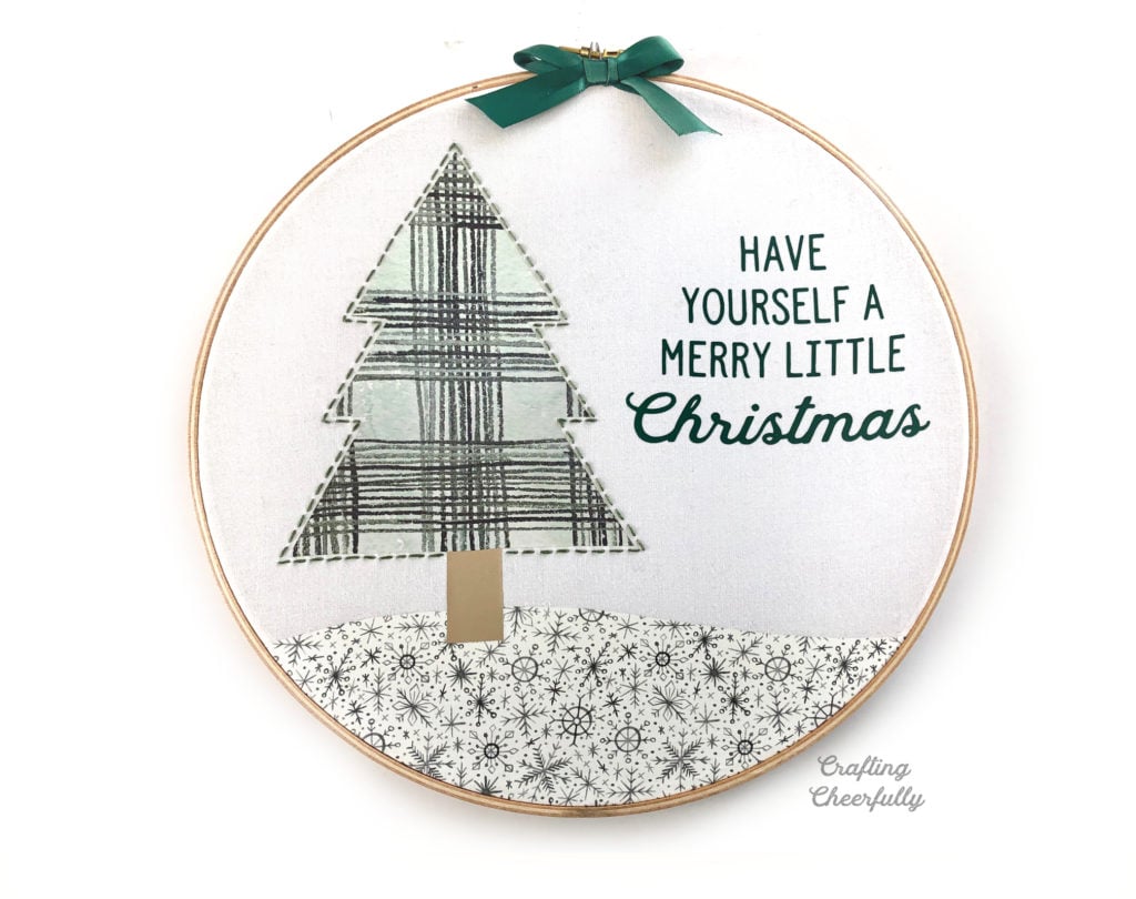 Christmas Tree Embroidery Hoop with HTV - Crafting Cheerfully