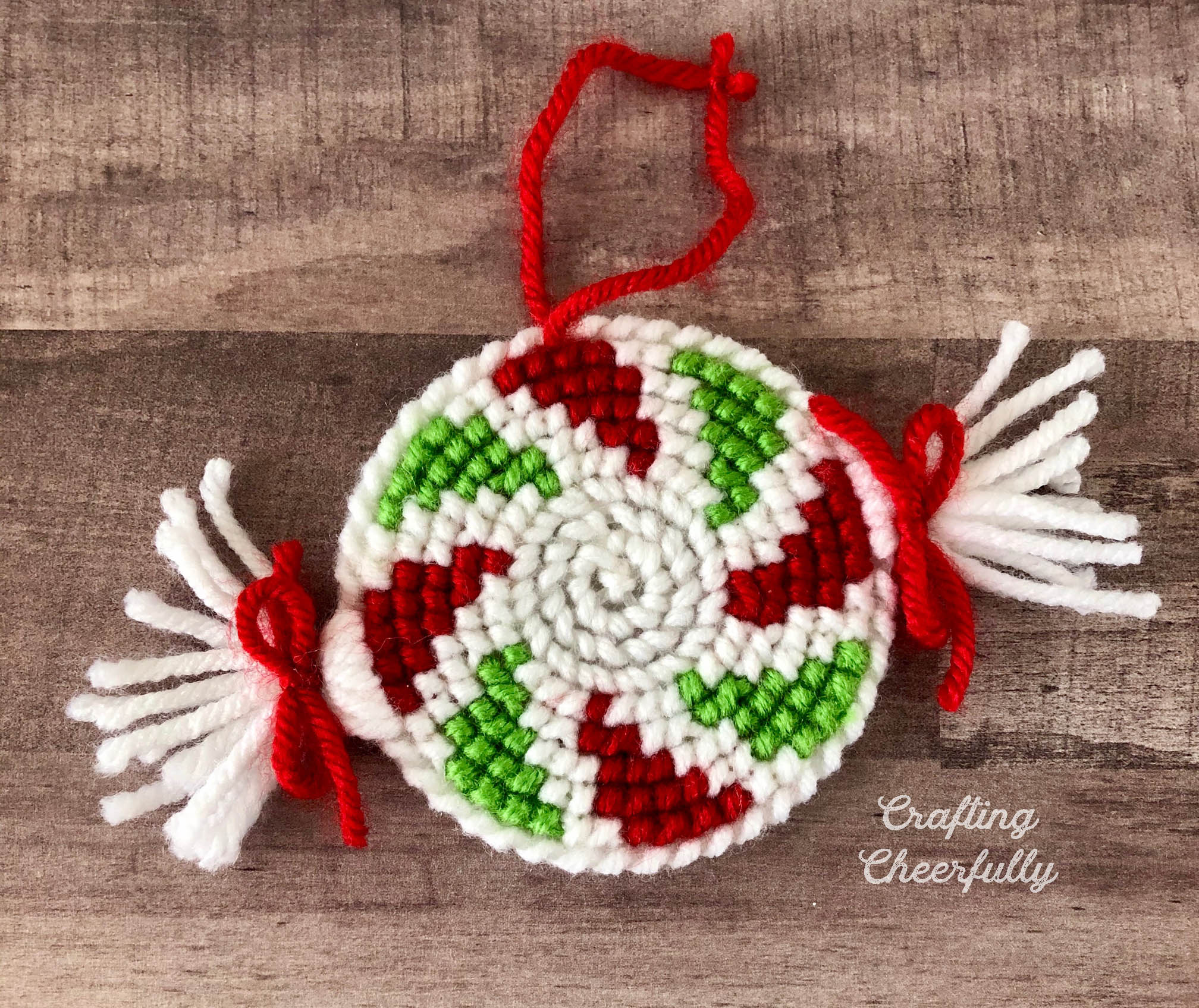 Cross Stitch Peppermint Ornaments - Crafting Cheerfully