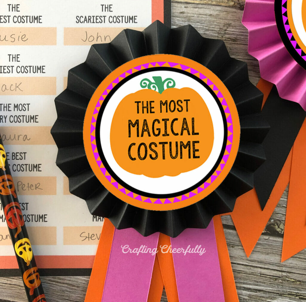 DIY Halloween Costume Award Ribbons - Crafting Cheerfully