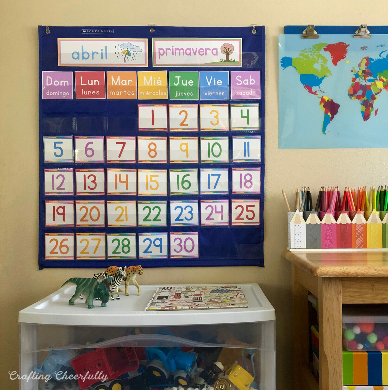 Pocket Chart Calendar now in French and Spanish! - Crafting Cheerfully