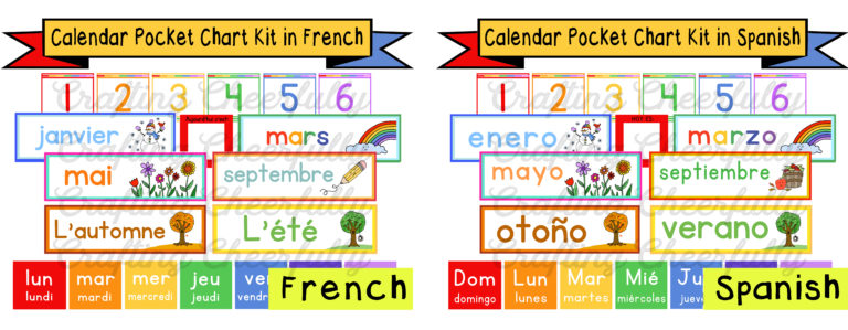 Pocket Chart Calendar now in French and Spanish! - Crafting Cheerfully