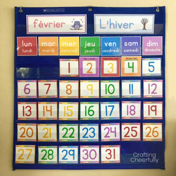 Pocket Chart Calendar now in French and Spanish! - Crafting Cheerfully