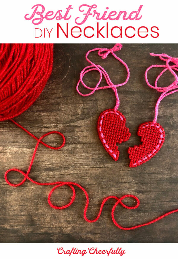 DIY Best Friend Necklace - Stitched Plastic Canvas - Crafting Cheerfully