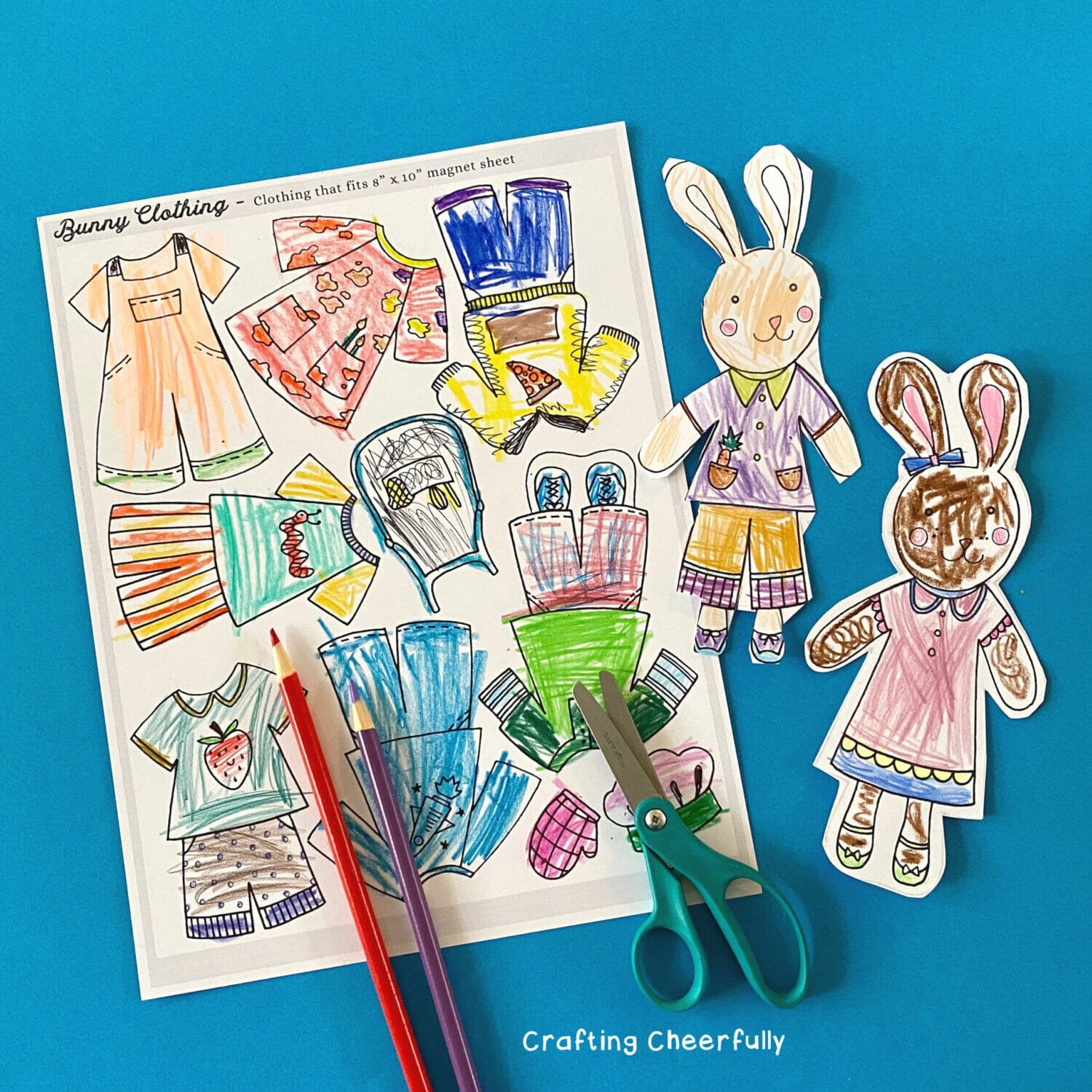 Bunny Paper Doll Coloring Pages - Free Printables - Crafting Cheerfully