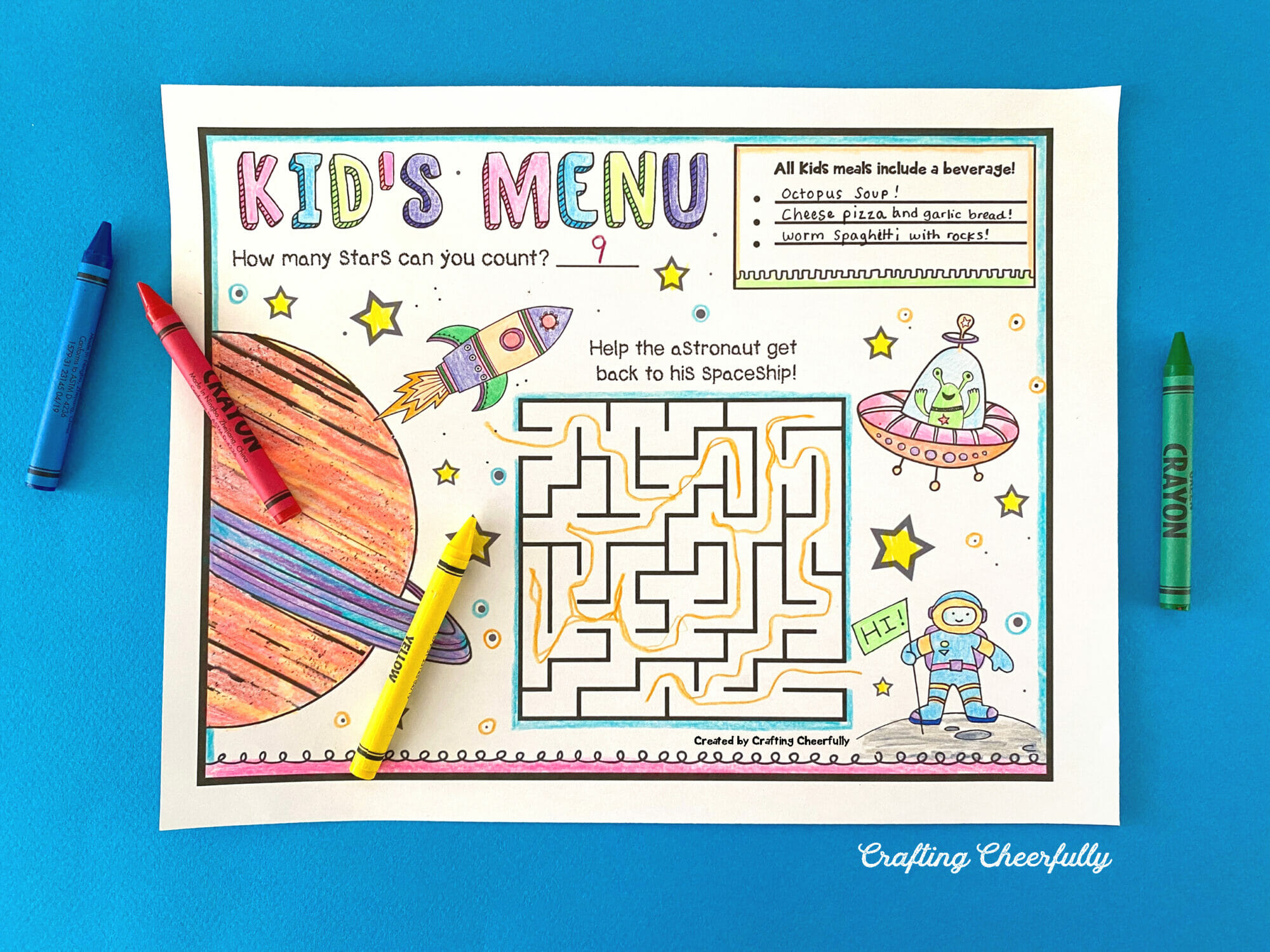 Fun Printable Kids' Menus - Crafting Cheerfully