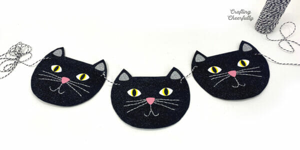 DIY Halloween Cat Banner - Free Pattern - Crafting Cheerfully