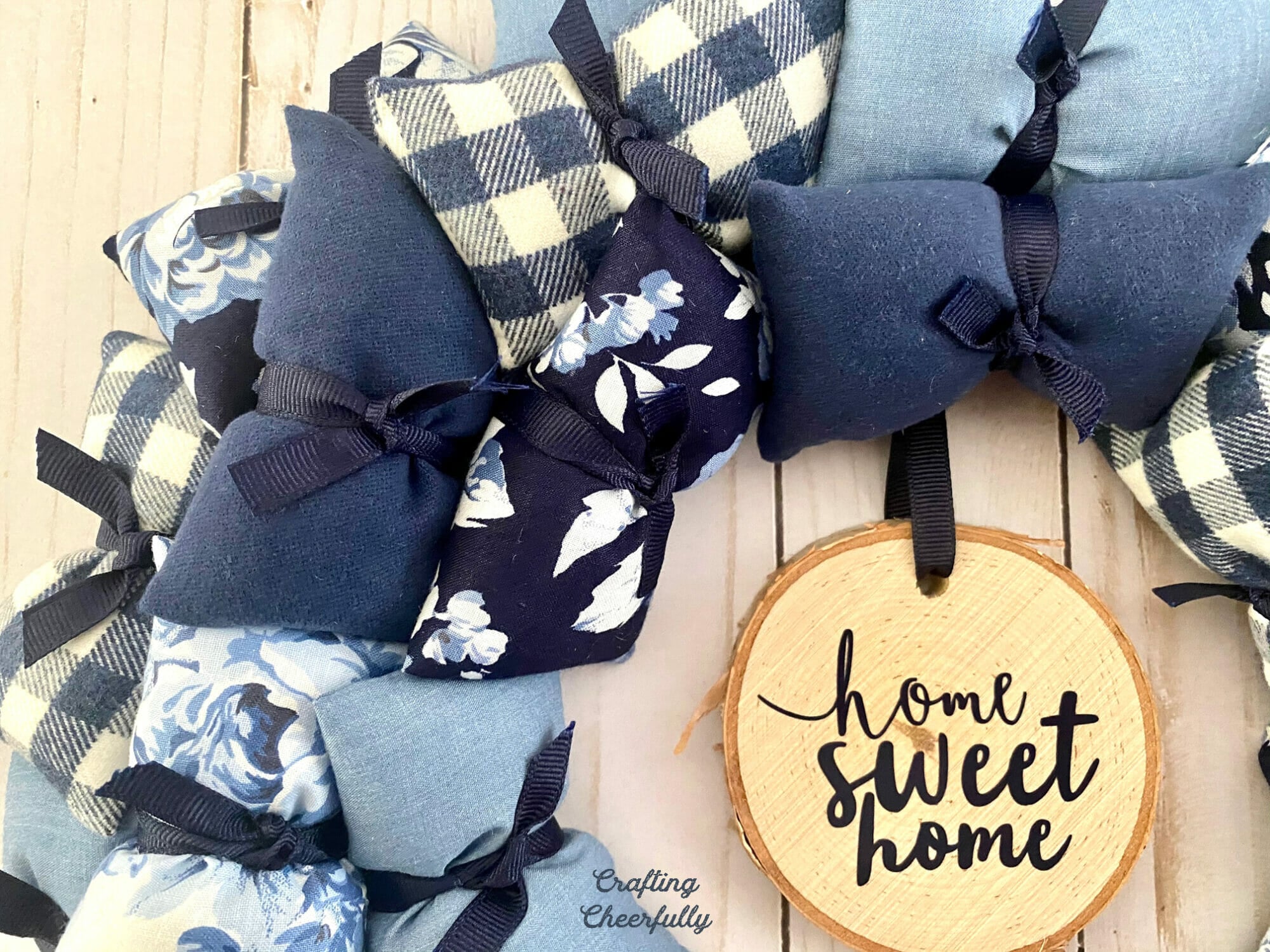 DIY Pillow Wreath - Home Sweet Home - Crafting Cheerfully