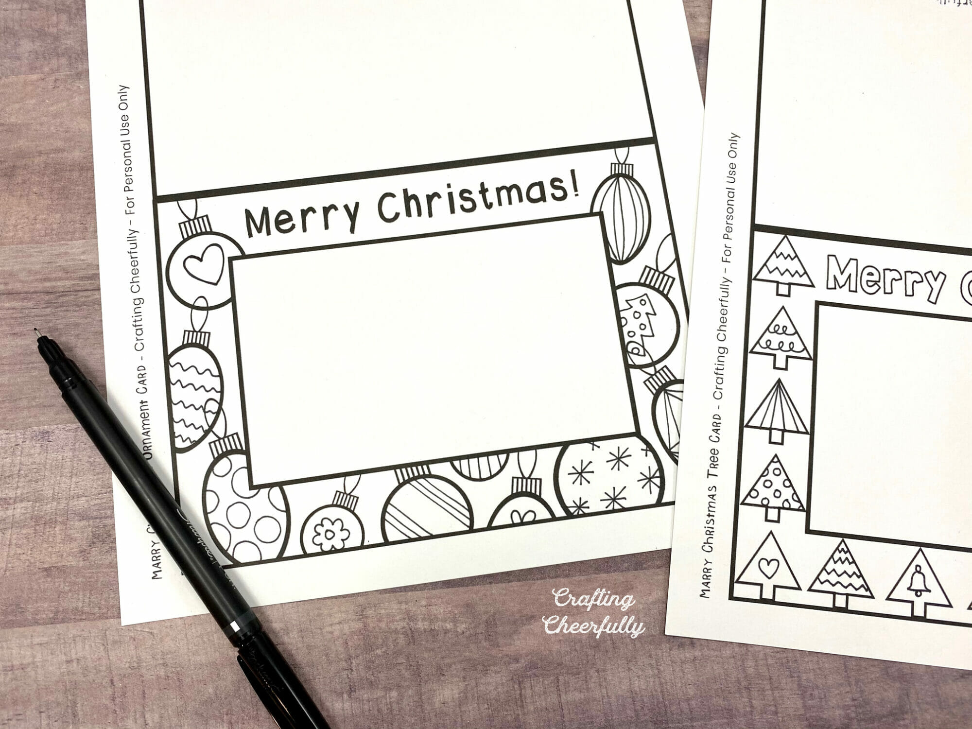 Free Printable Holiday Coloring Cards - Crafting Cheerfully