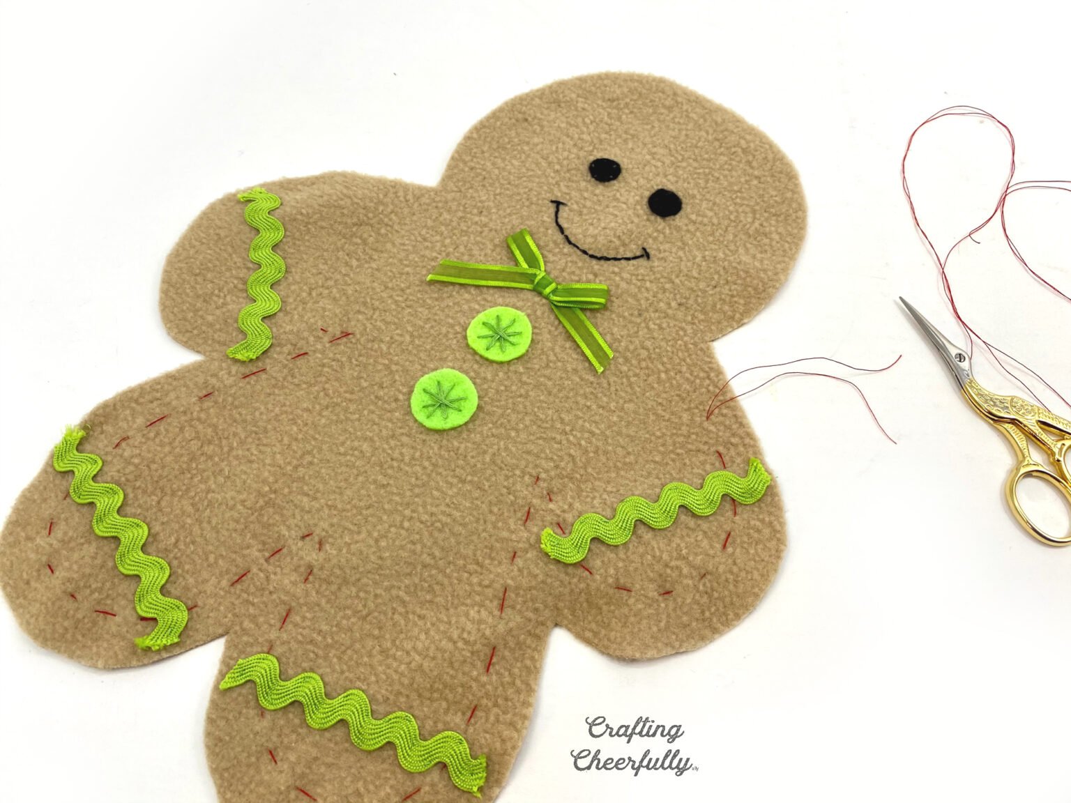 Fleece Gingerbread Stuffies - Free Sewing Pattern - Crafting Cheerfully