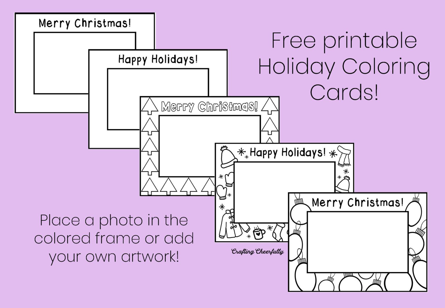 Free Printable Holiday Coloring Cards - Crafting Cheerfully