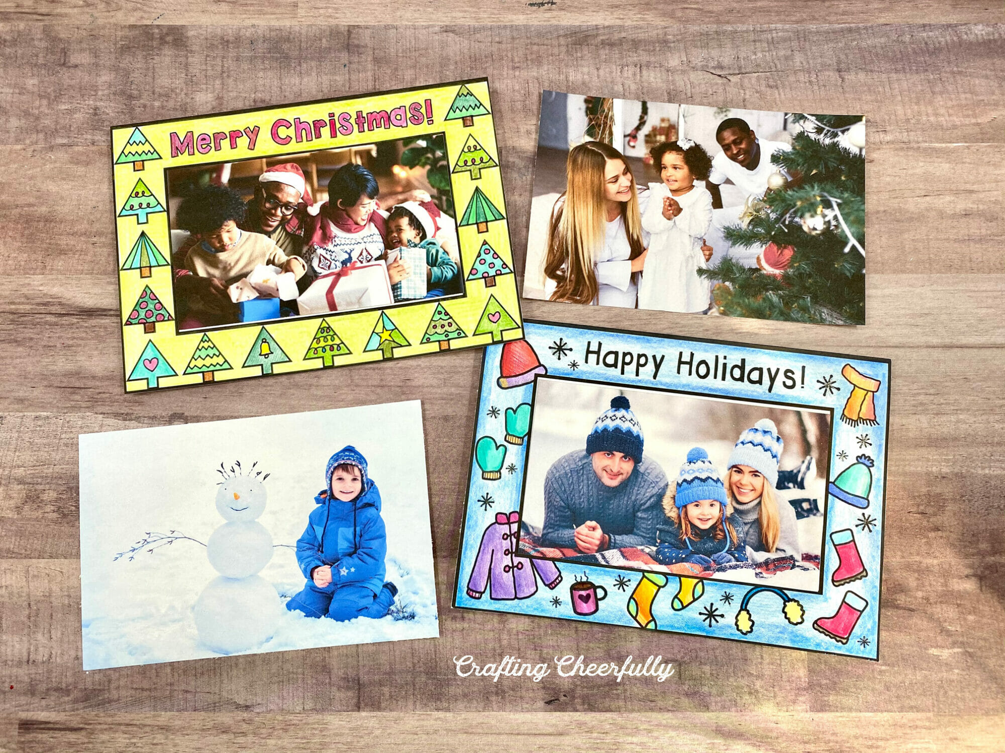 Free Printable Holiday Coloring Cards - Crafting Cheerfully