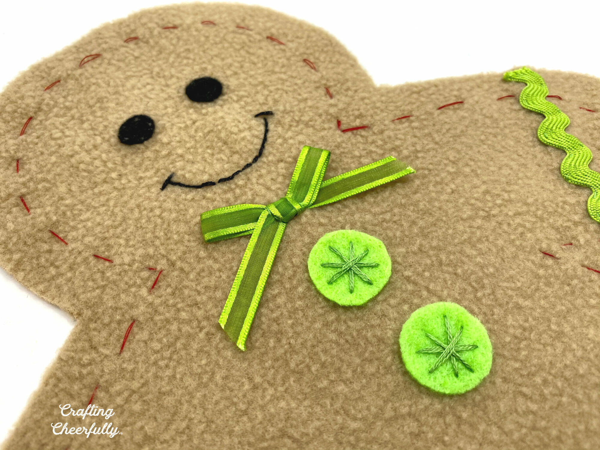 Fleece Gingerbread Stuffies - Free Sewing Pattern - Crafting Cheerfully