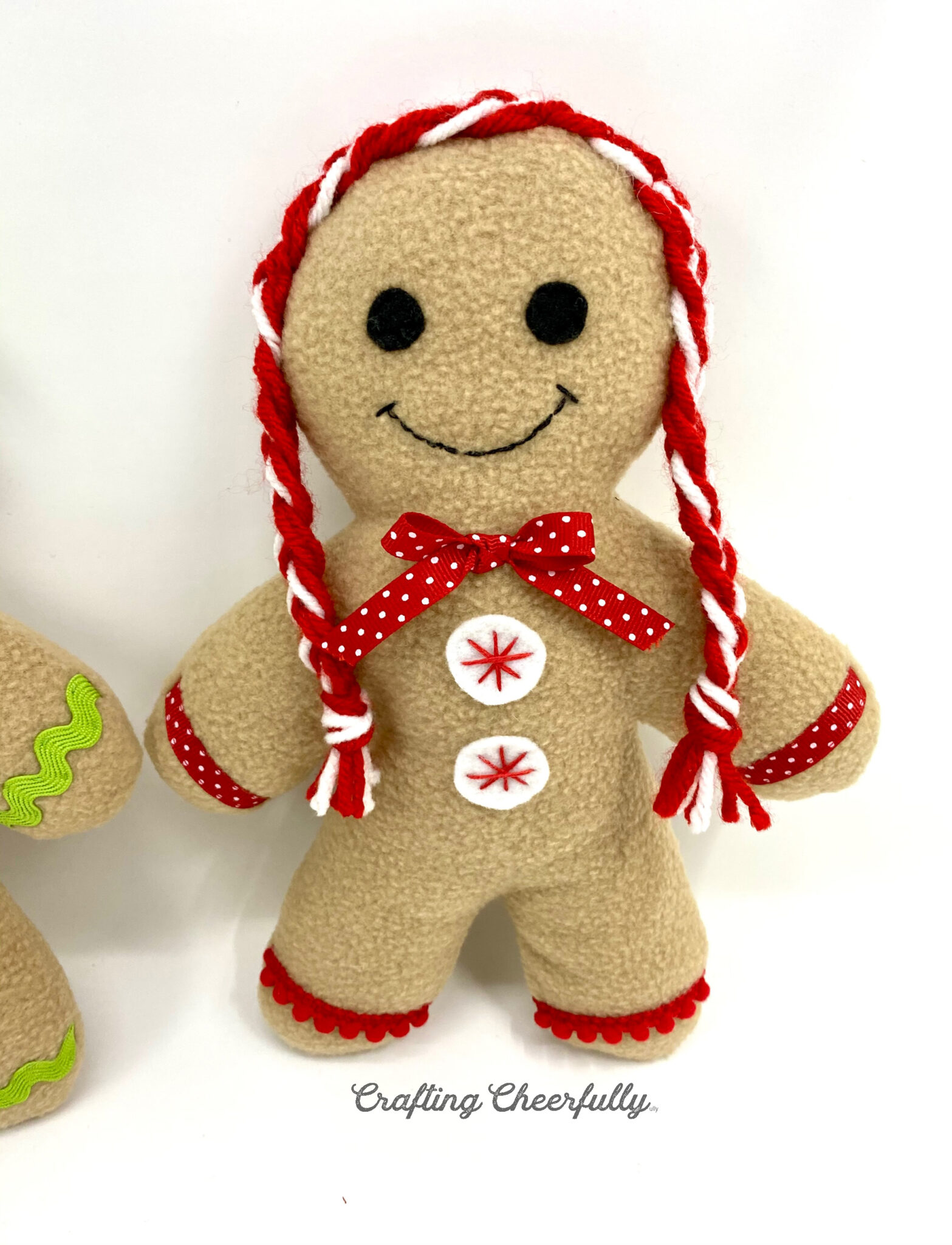 Fleece Gingerbread Stuffies - Free Sewing Pattern - Crafting Cheerfully