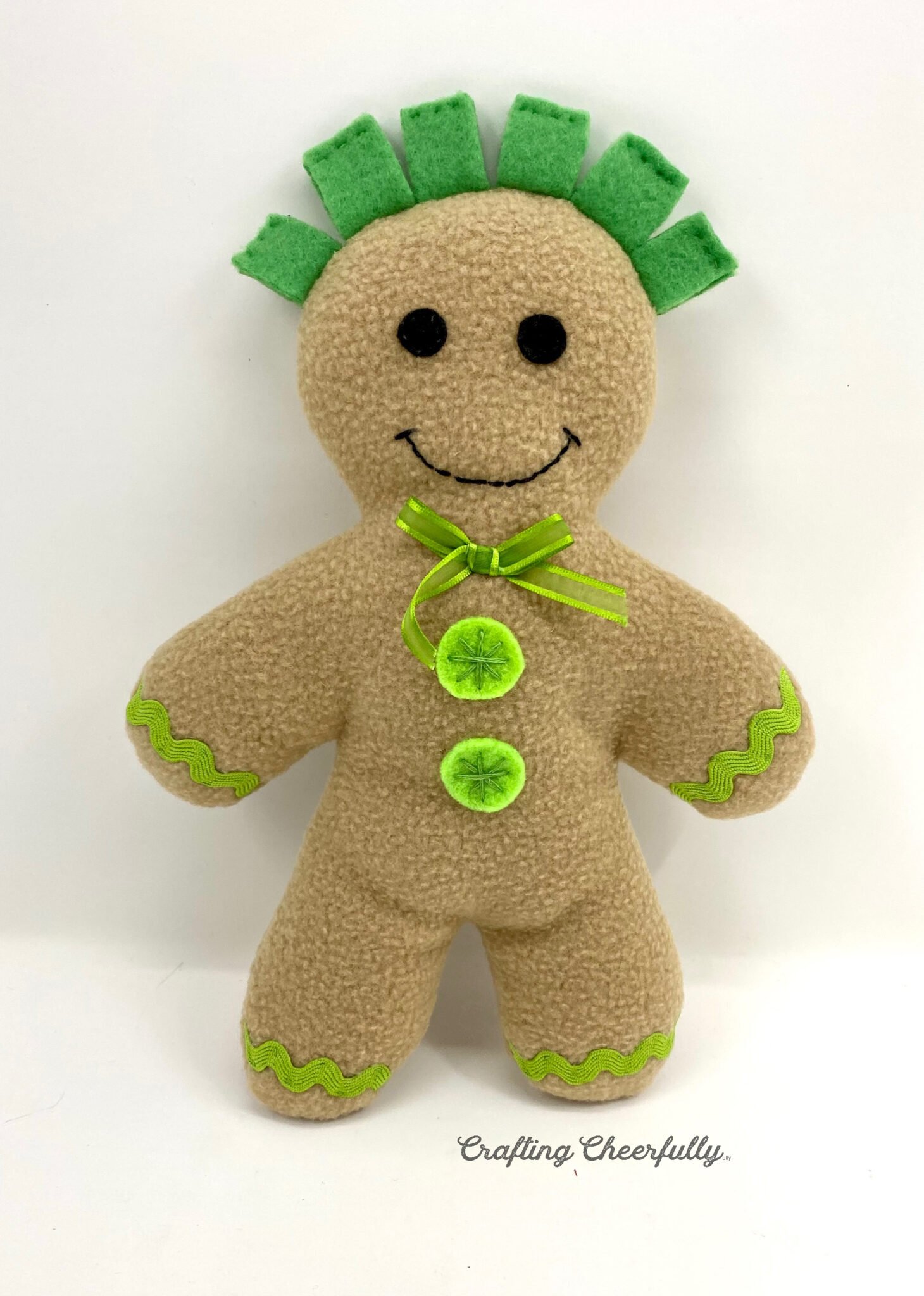 Fleece Gingerbread Stuffies - Free Sewing Pattern - Crafting Cheerfully
