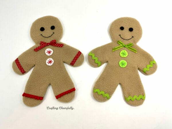 Fleece Gingerbread Stuffies - Free Sewing Pattern - Crafting Cheerfully