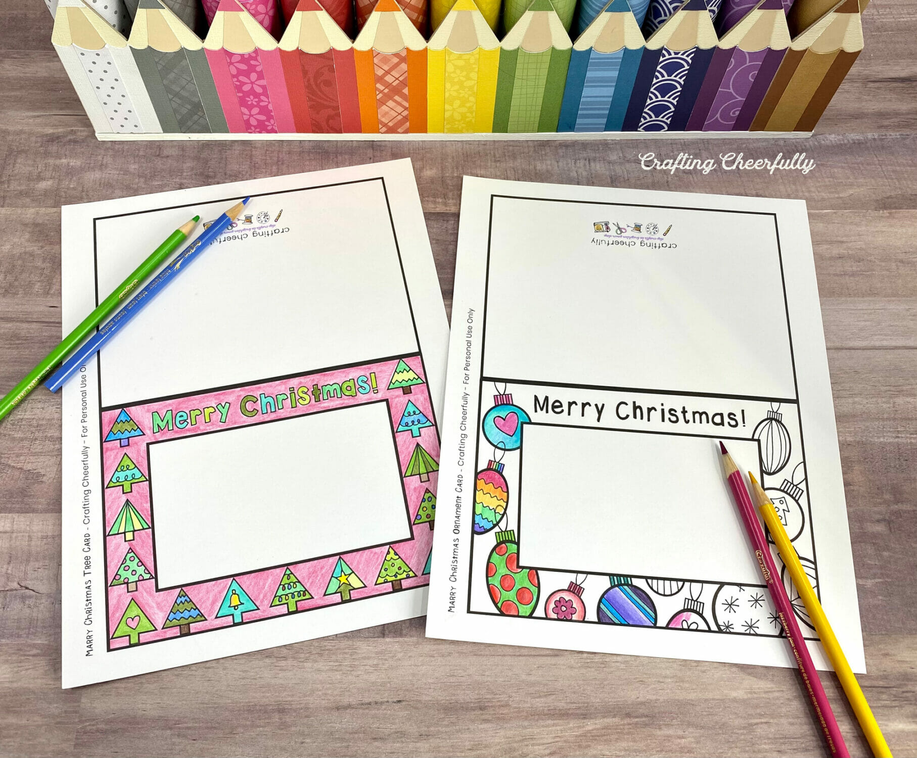 Free Printable Holiday Coloring Cards - Crafting Cheerfully