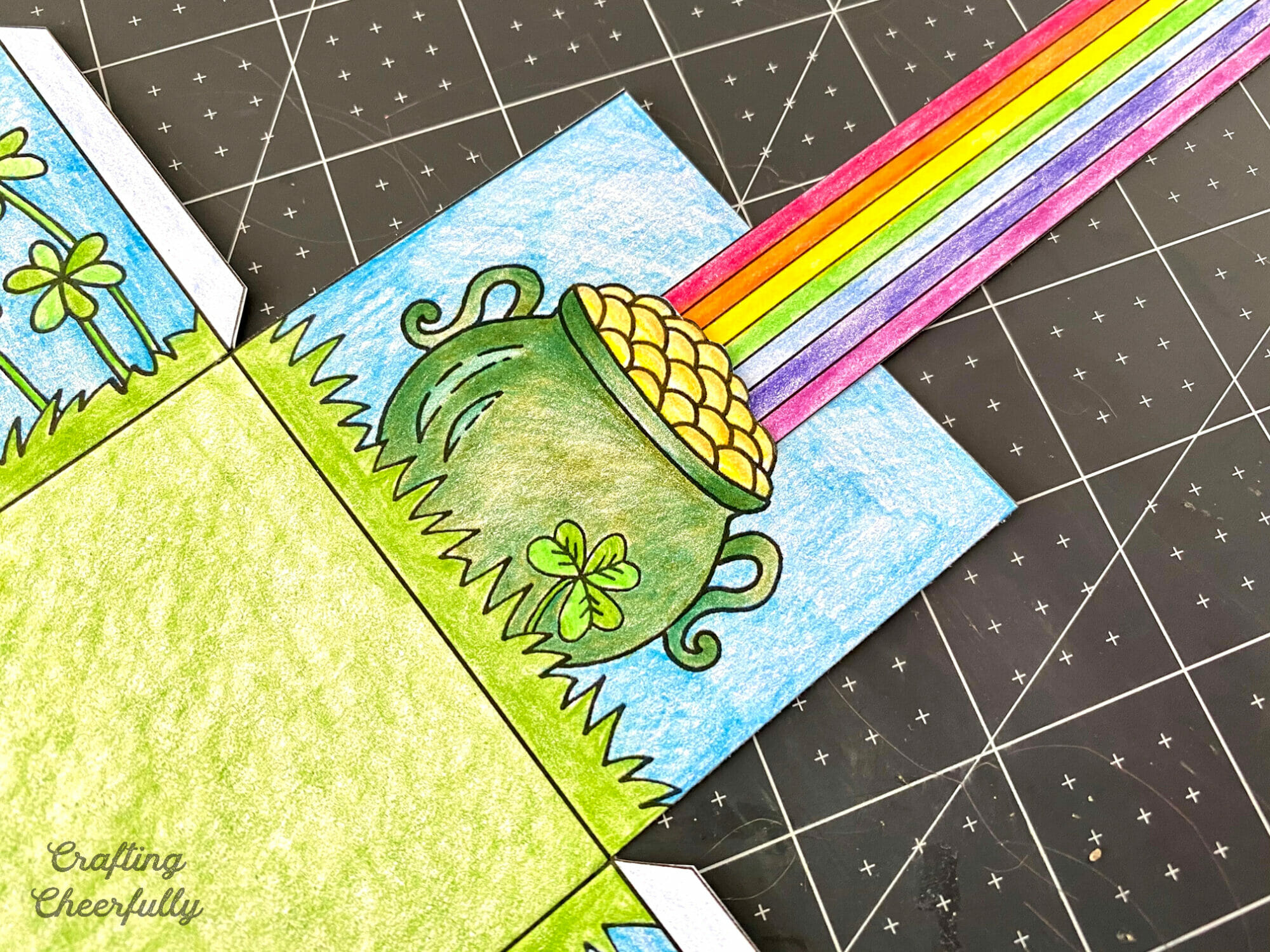 St. Patrick's Day Rainbow Basket Coloring Page - Crafting Cheerfully