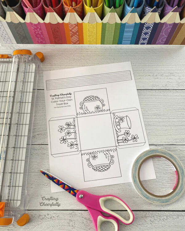 St. Patrick's Day Rainbow Basket Coloring Page - Crafting Cheerfully