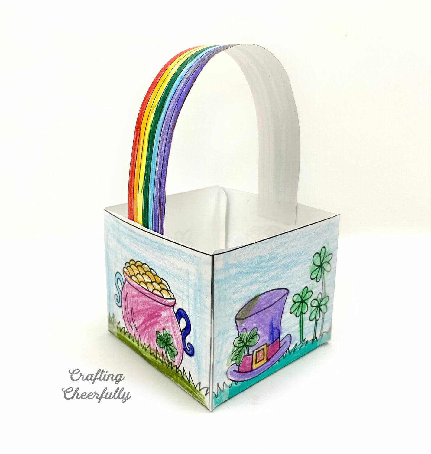 St. Patrick's Day Rainbow Basket - Free Printable - Crafting Cheerfully