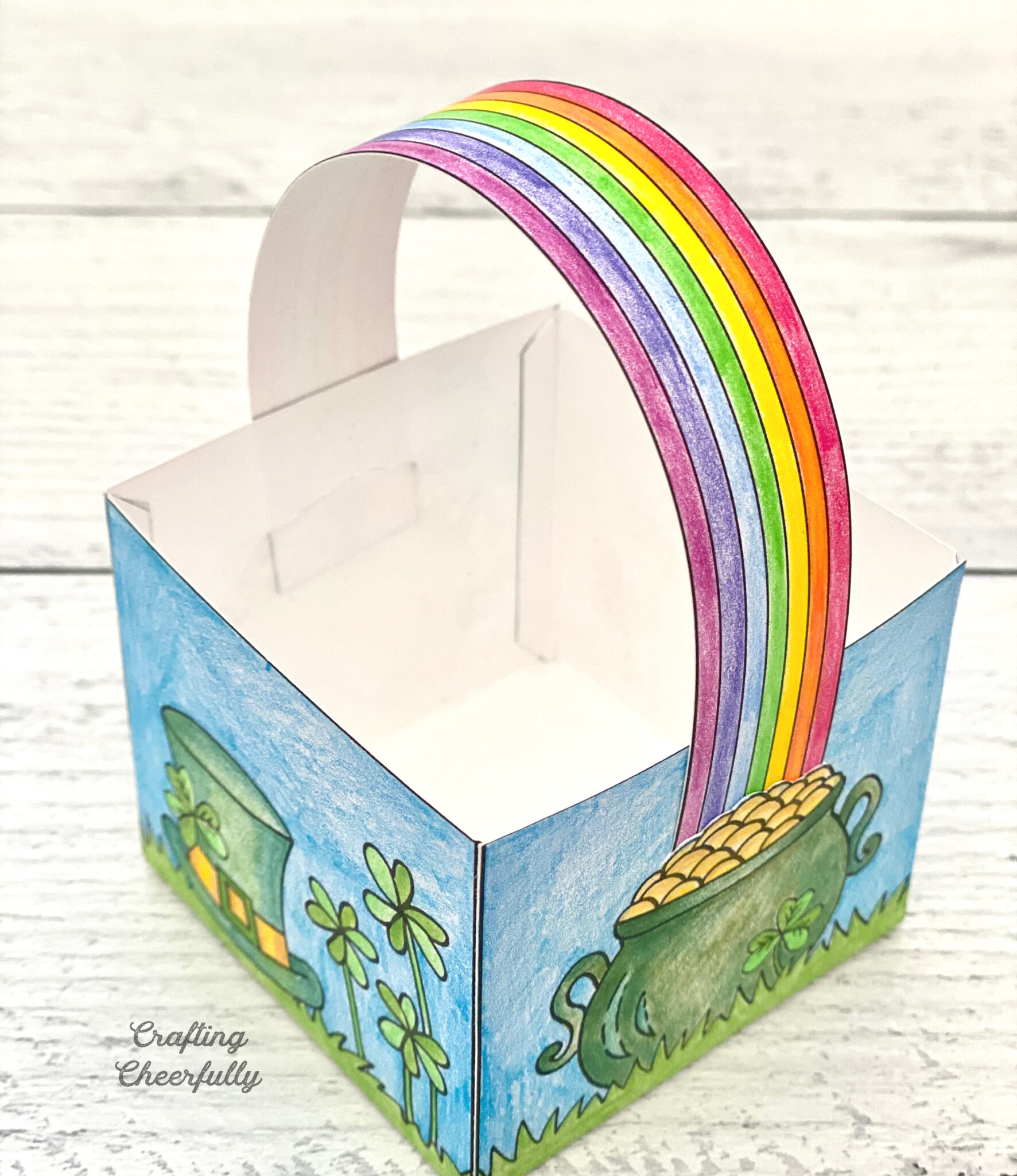 St. Patrick's Day Rainbow Basket Coloring Page - Crafting Cheerfully